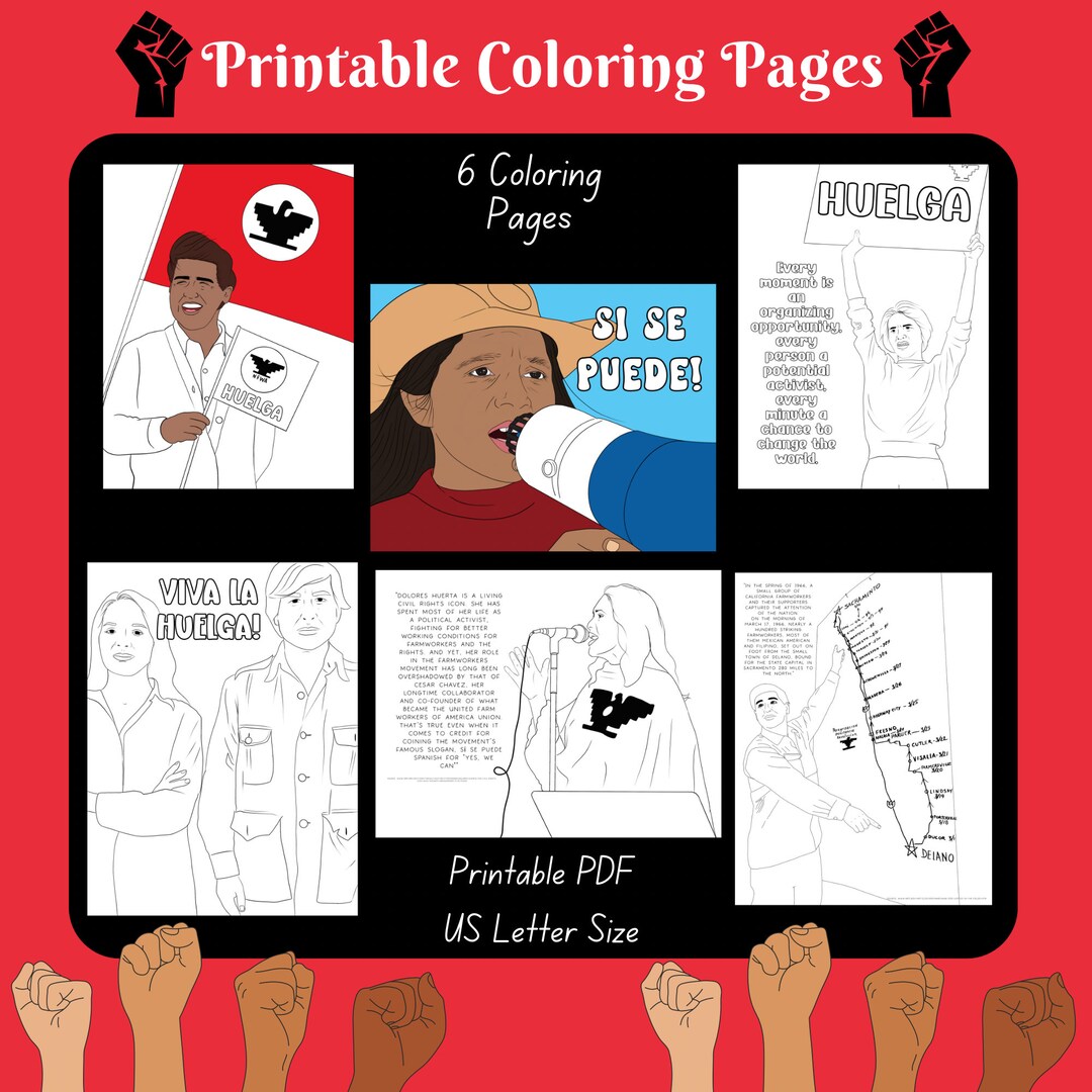 Cesar Chavez and Dolores Huerta Coloring Pages, Cesar Chavez Day ...