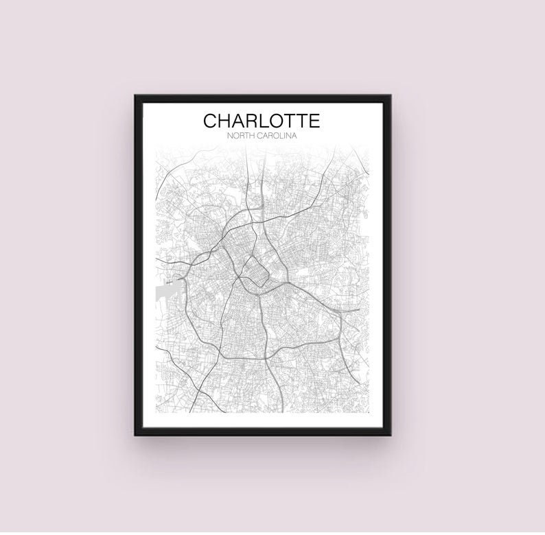 Charlotte, North Carolina City Map | Printable City Map Digital ...