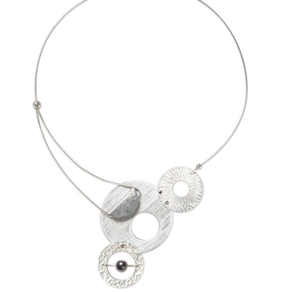 AXIS 3 Medium Sized Artistic Metal Statement Necklace With Front ...