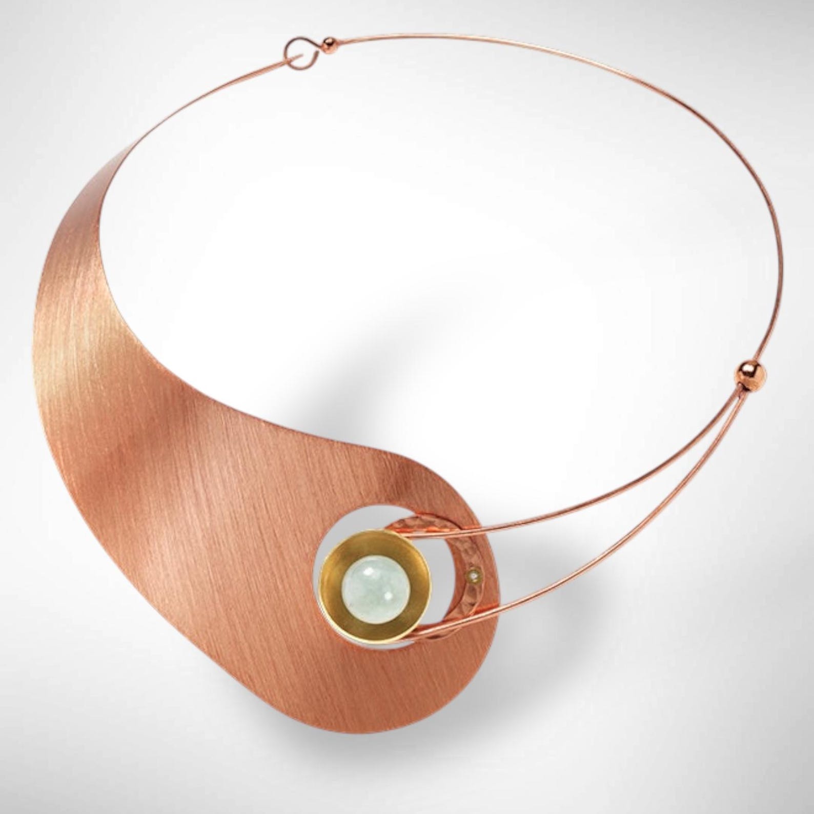 MOON Truly Asymmetrical Elegant Metal Collar Necklace-front Closure and ...