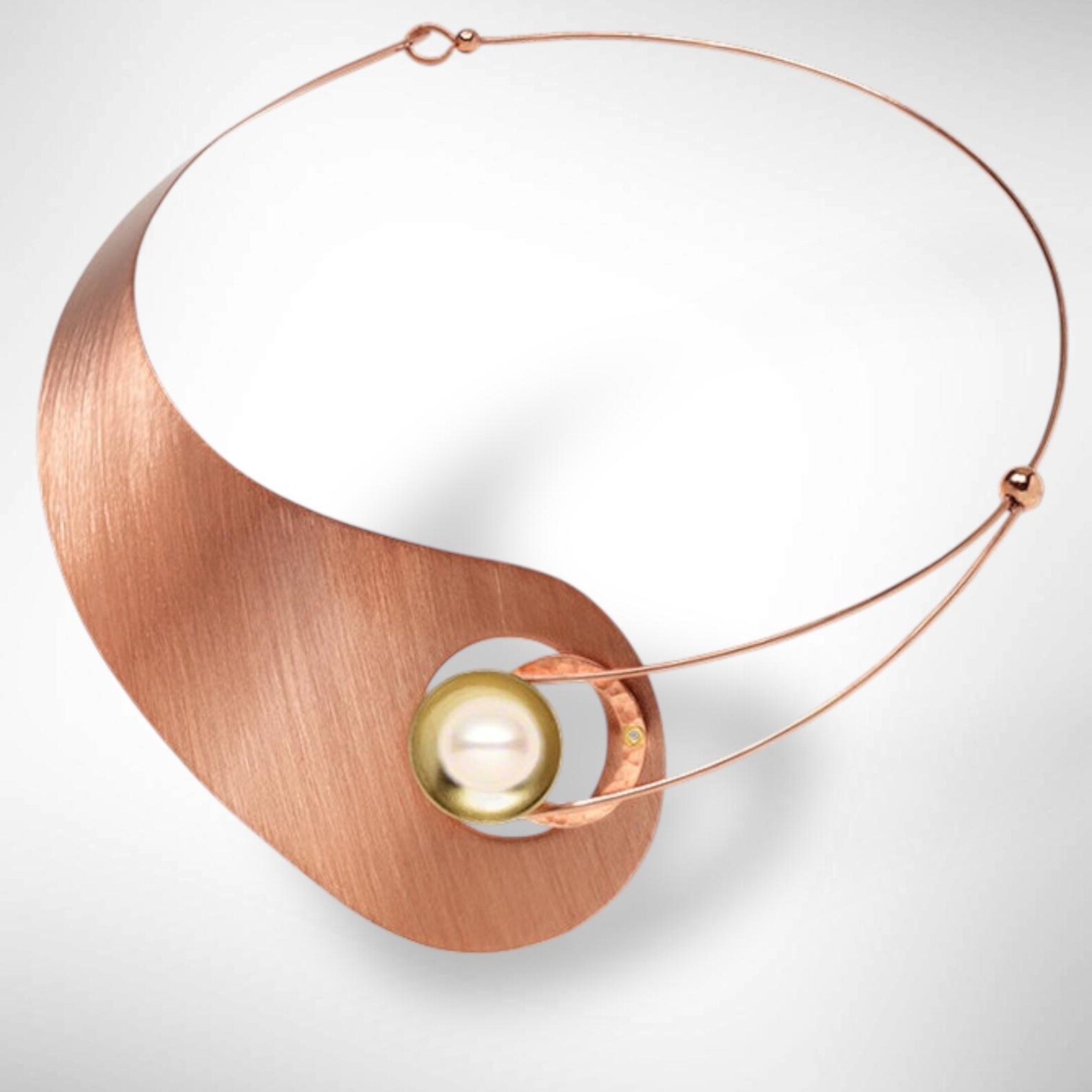 MOON Truly Asymmetrical Elegant Metal Collar Necklace-front Closure and ...