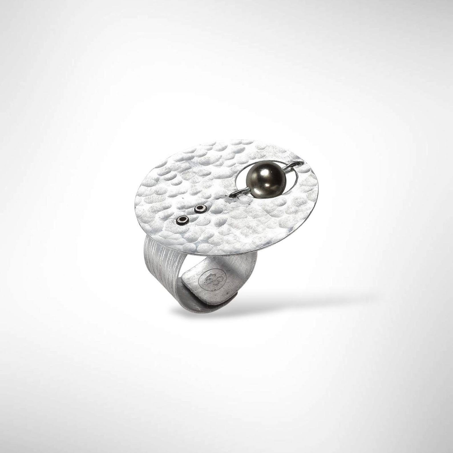 AXIS Cross Finger Adjustable Metal Ring With Suspended Bead - Etsy