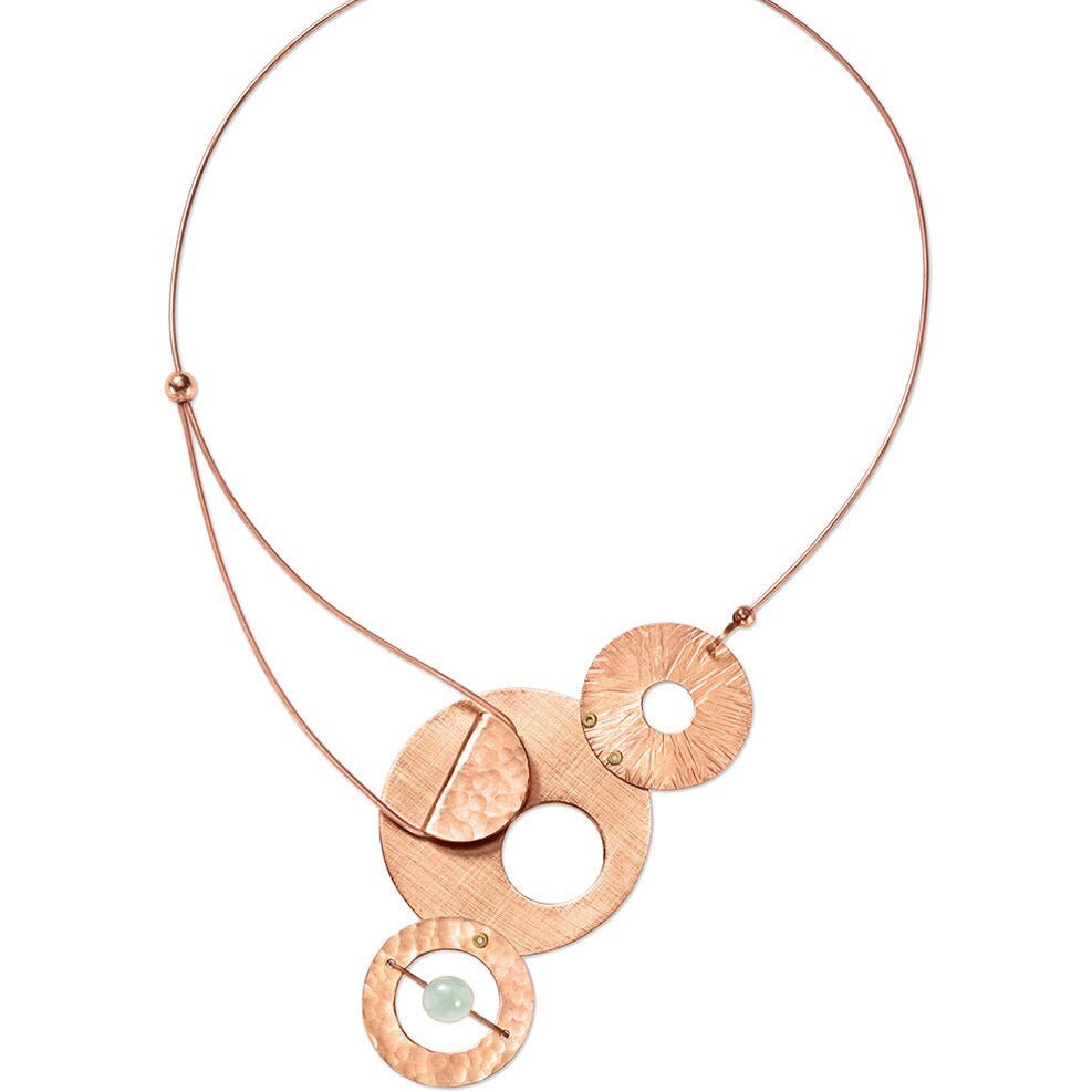 AXIS 3 Medium Sized Artistic Metal Statement Necklace With Front ...
