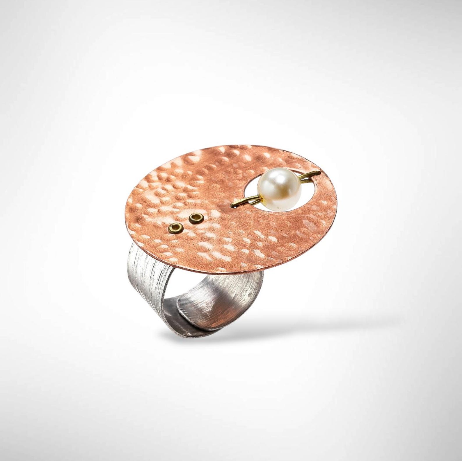 AXIS Cross Finger Adjustable Metal Ring With Suspended Bead - Etsy