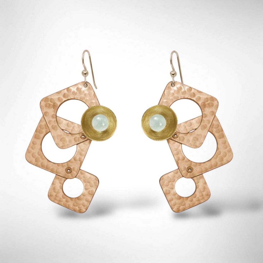 GROW LONG 3 Piece Angular Dangle Earrings With Metal and Bead Options ...