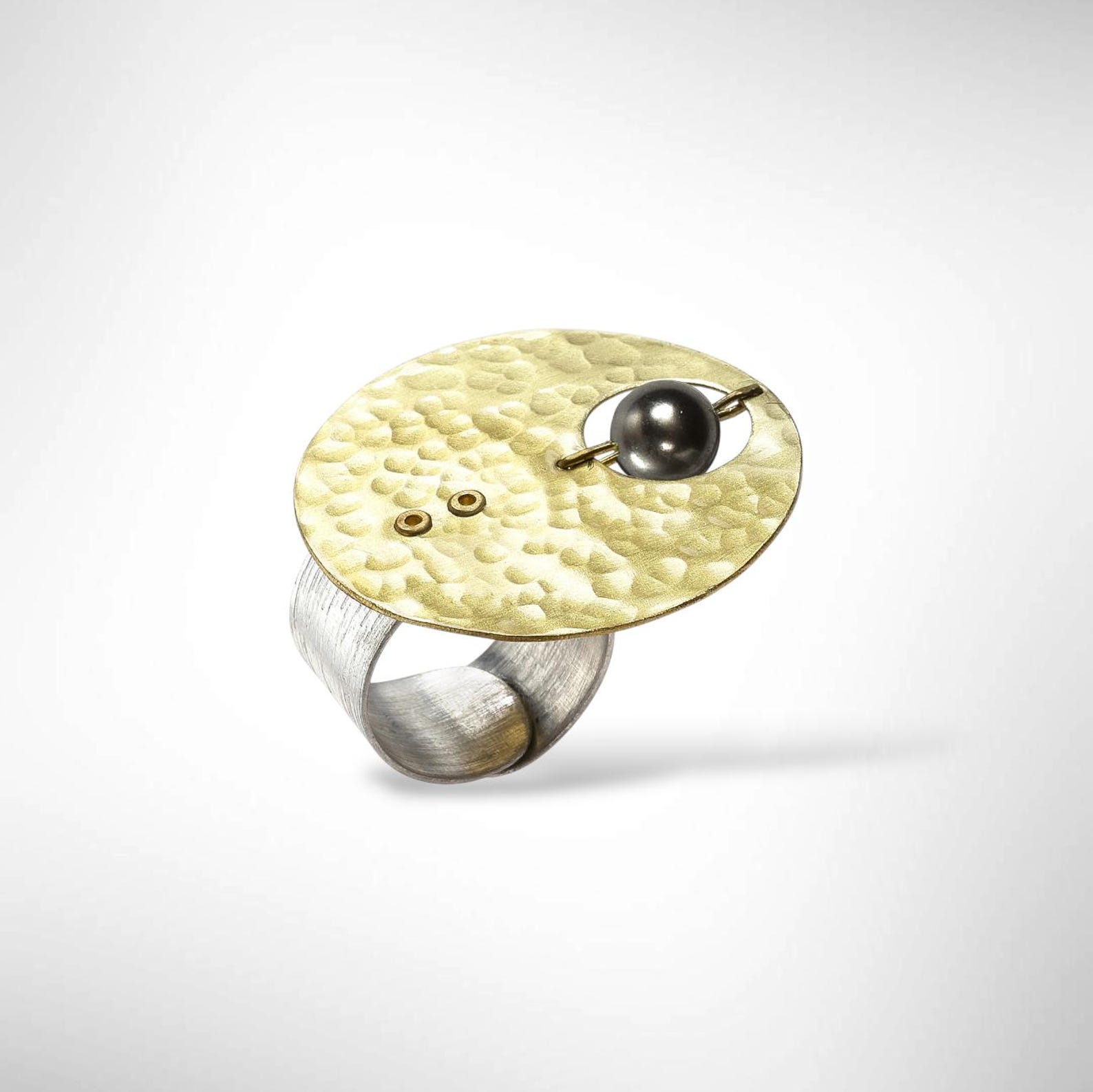 AXIS Cross Finger Adjustable Metal Ring With Suspended Bead - Etsy