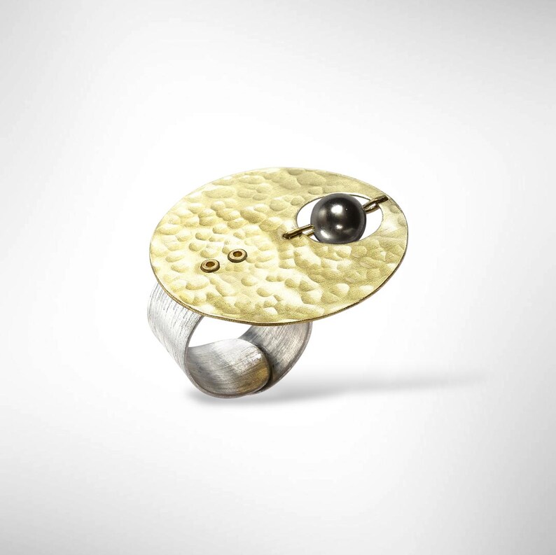 AXIS Cross Finger Adjustable Metal Ring With Suspended Bead - Etsy