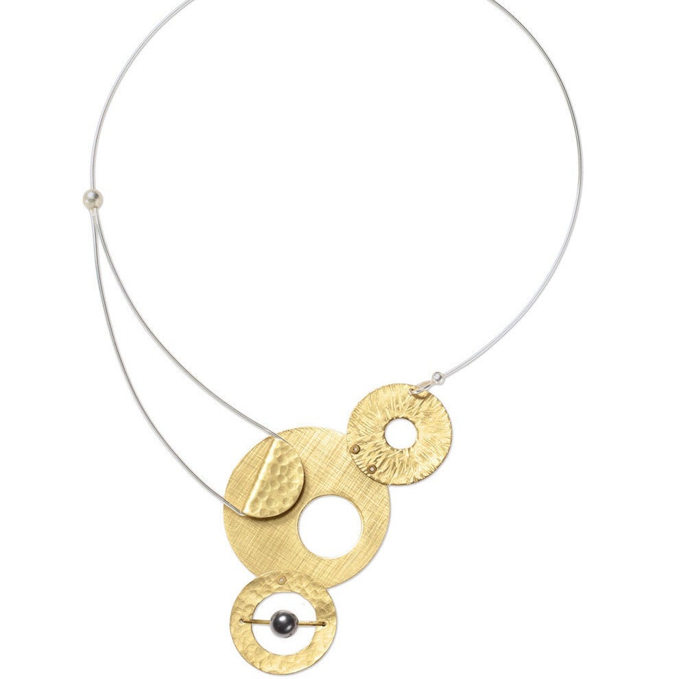 AXIS 3 Medium Sized Artistic Metal Statement Necklace With Front ...
