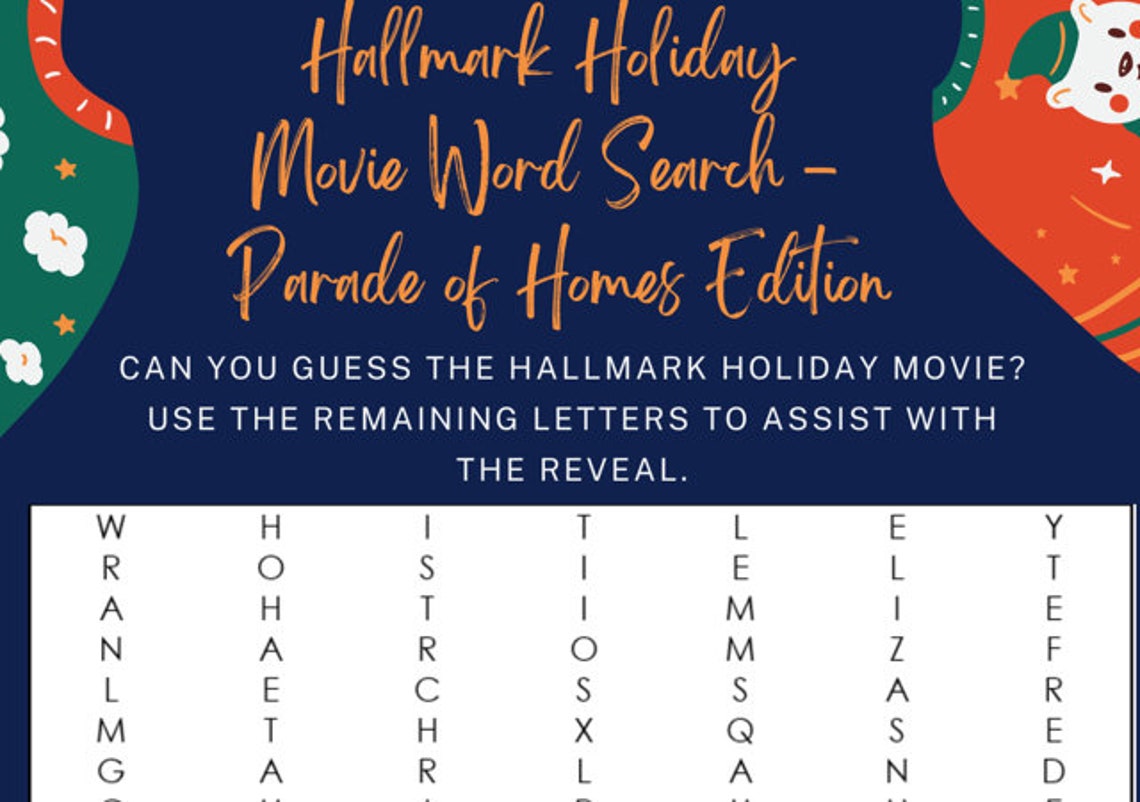 Hallmark Holiday Movie Word Search Printables - Parade of Homes Edition ...