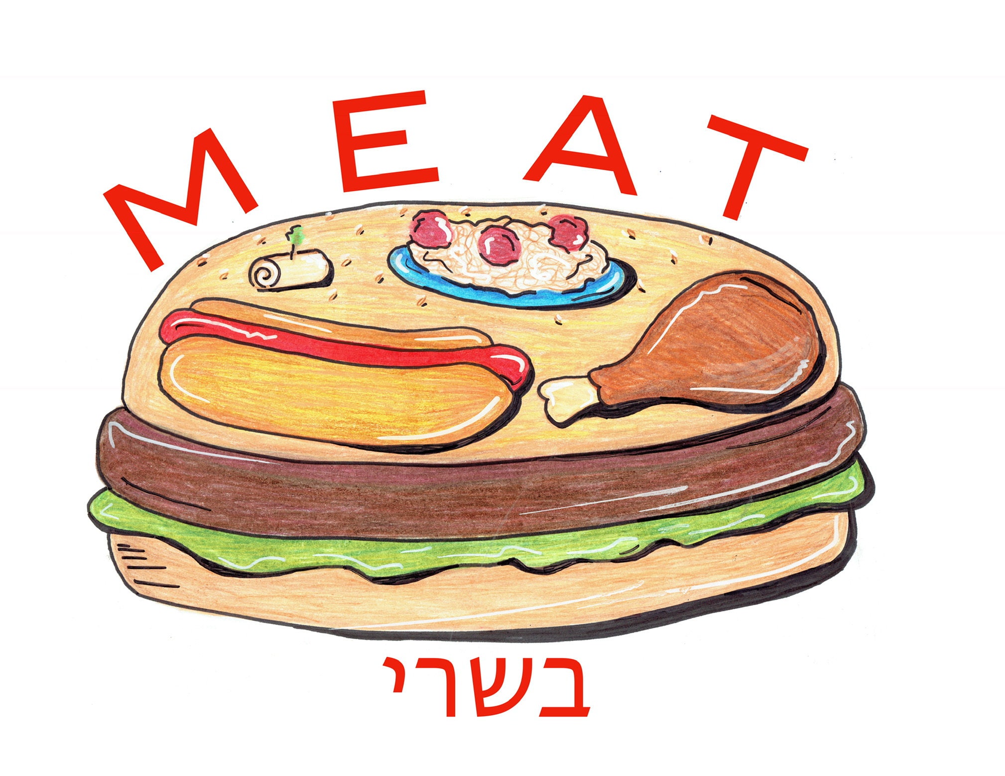 Meat Coloring Page - Etsy