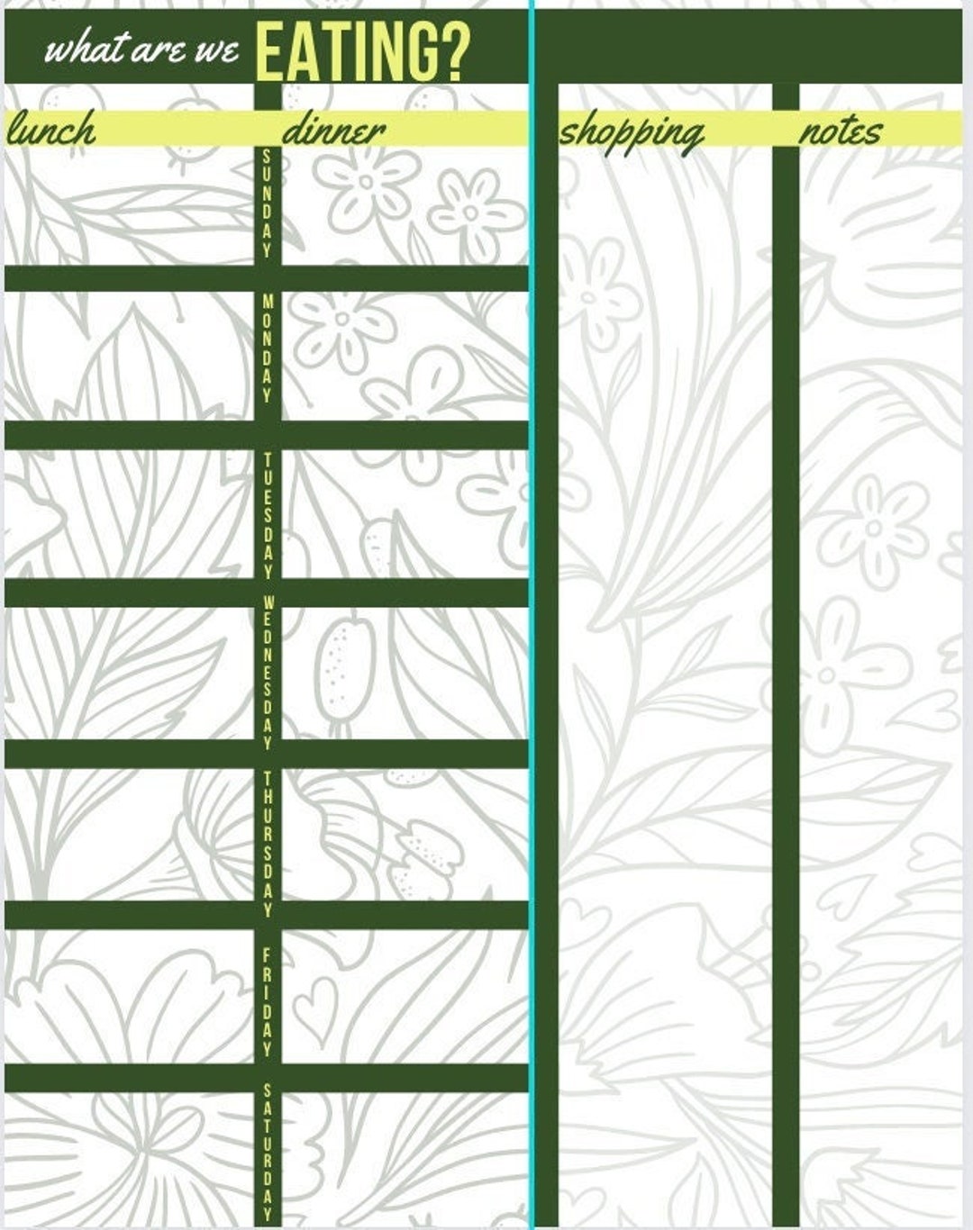 Weekly Meal Planner Template - Etsy