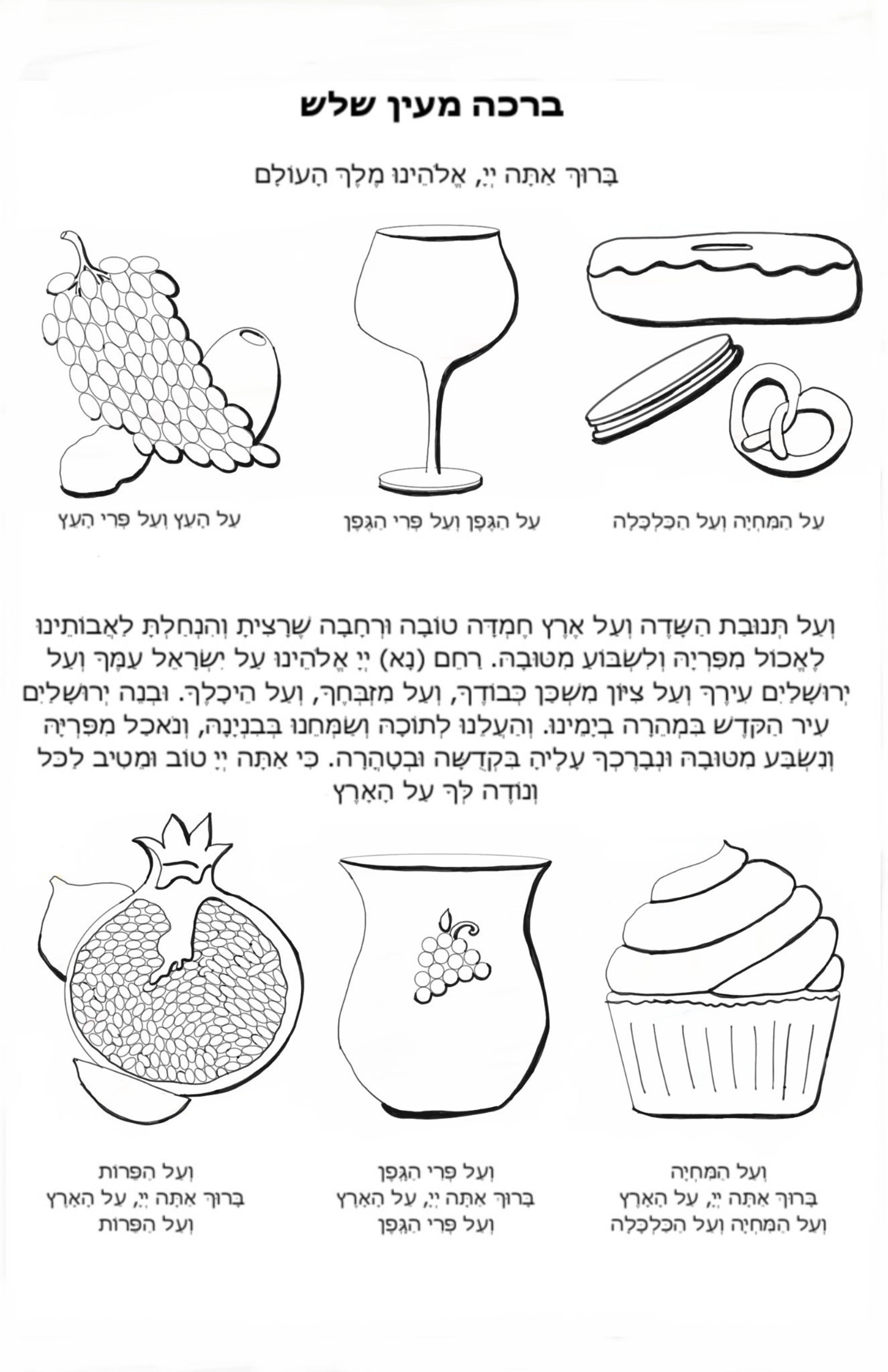 Bracha M’ein Shalosh Coloring Page - Etsy
