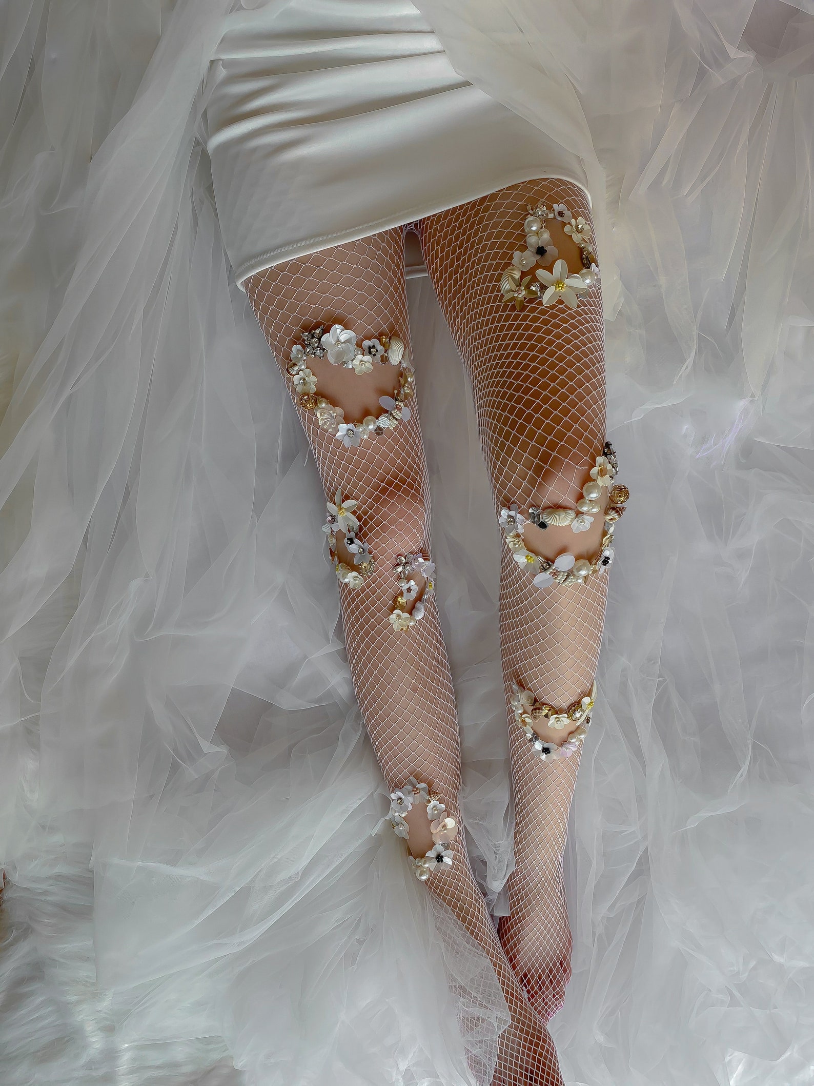 Snow White's Heart Fishnet Stockings Flower Vintage | Etsy