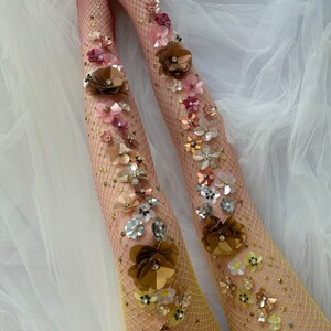 Gold Desert Fishnet Stockings | Flower Vintage Tights | Ombre Florets ...