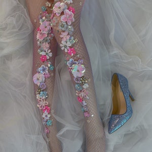 The Candyland Fishnet Stockings | Flower Vintage Tights | Ombre Florets ...