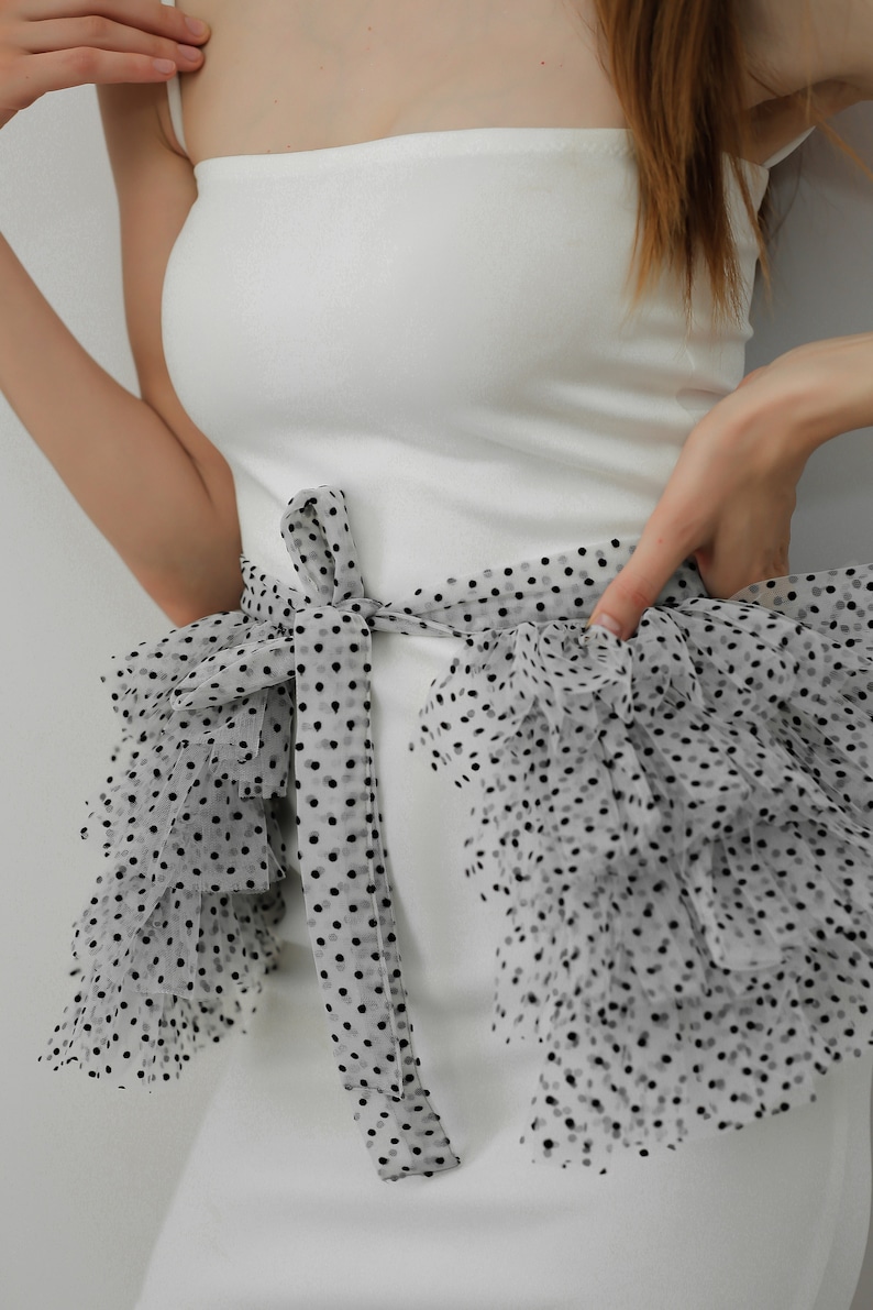 Polka Dot Tutu Peplum Belt Tulle Multi-layered Monochrome - Etsy