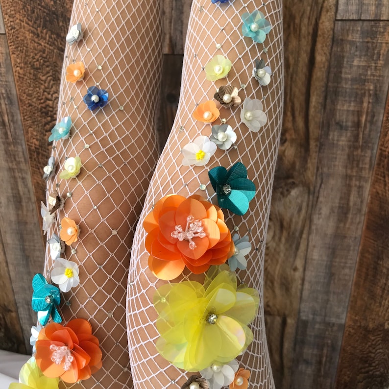 The Horizon Hues Fishnet Stockings Flower Vintage Tights - Etsy