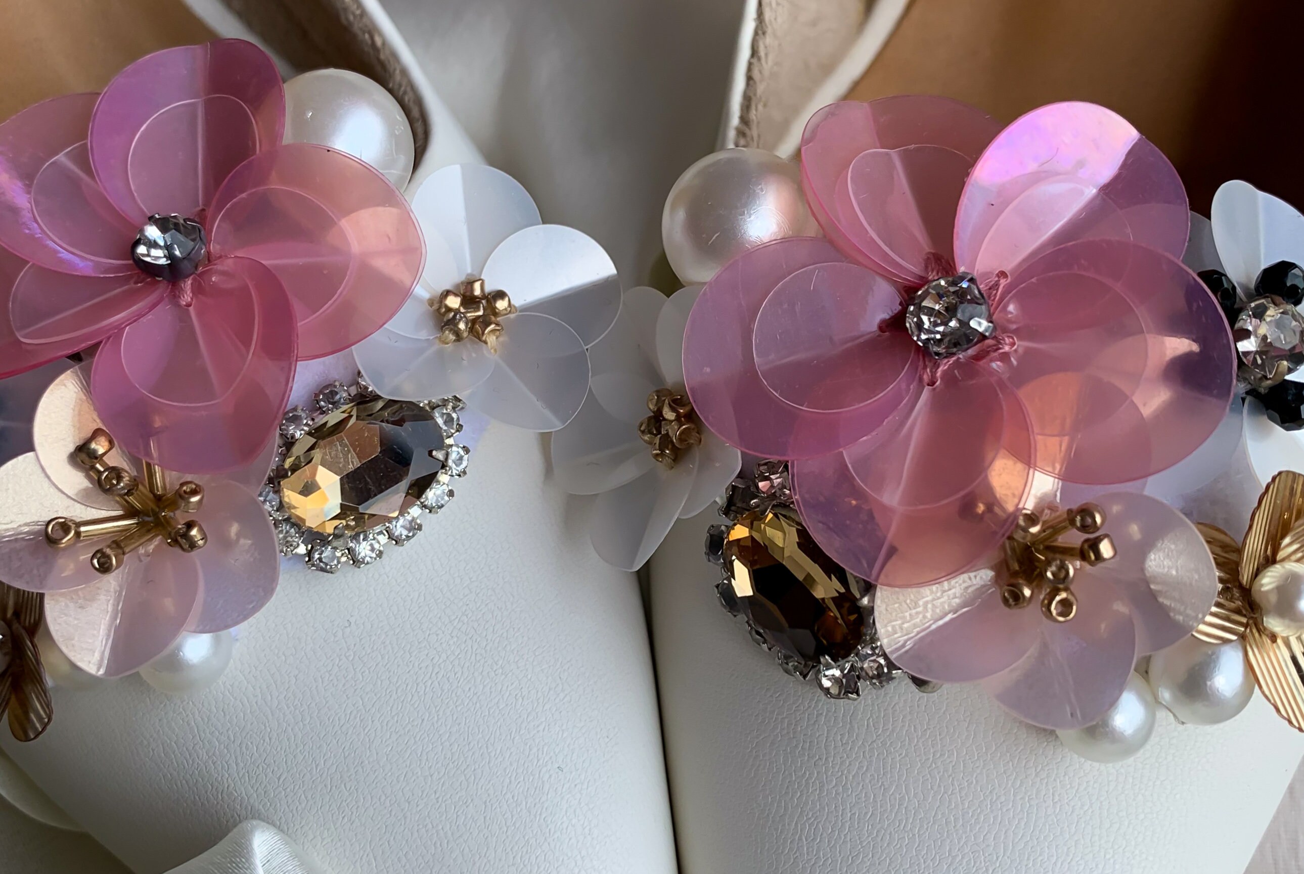 Dream Boat Handmade Shoe Clips | Floral Bridal Shoe Pin | Pink Ivory ...