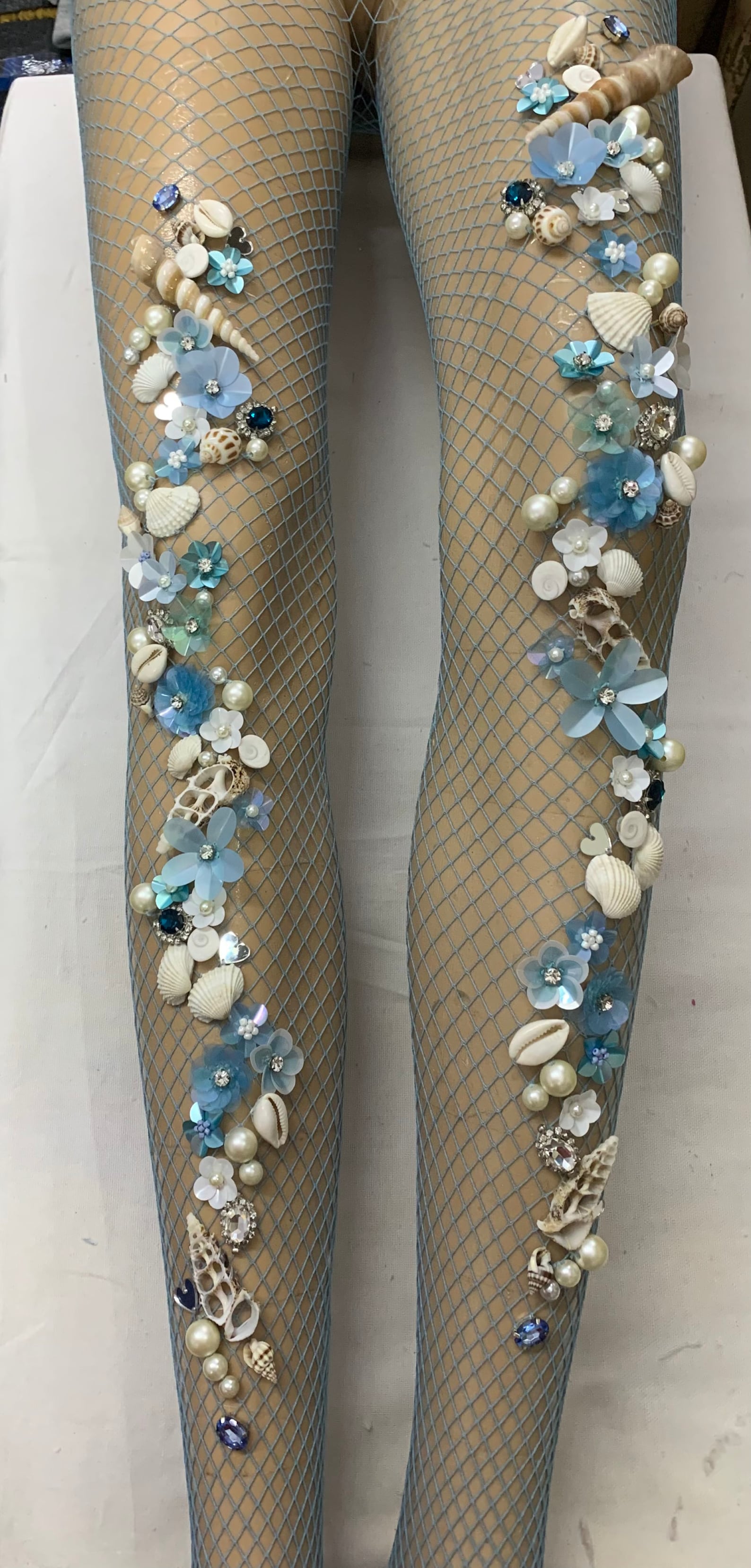 Custom Sea Nymph Fishnet Stockings Flower and Pearls Vinatge | Etsy