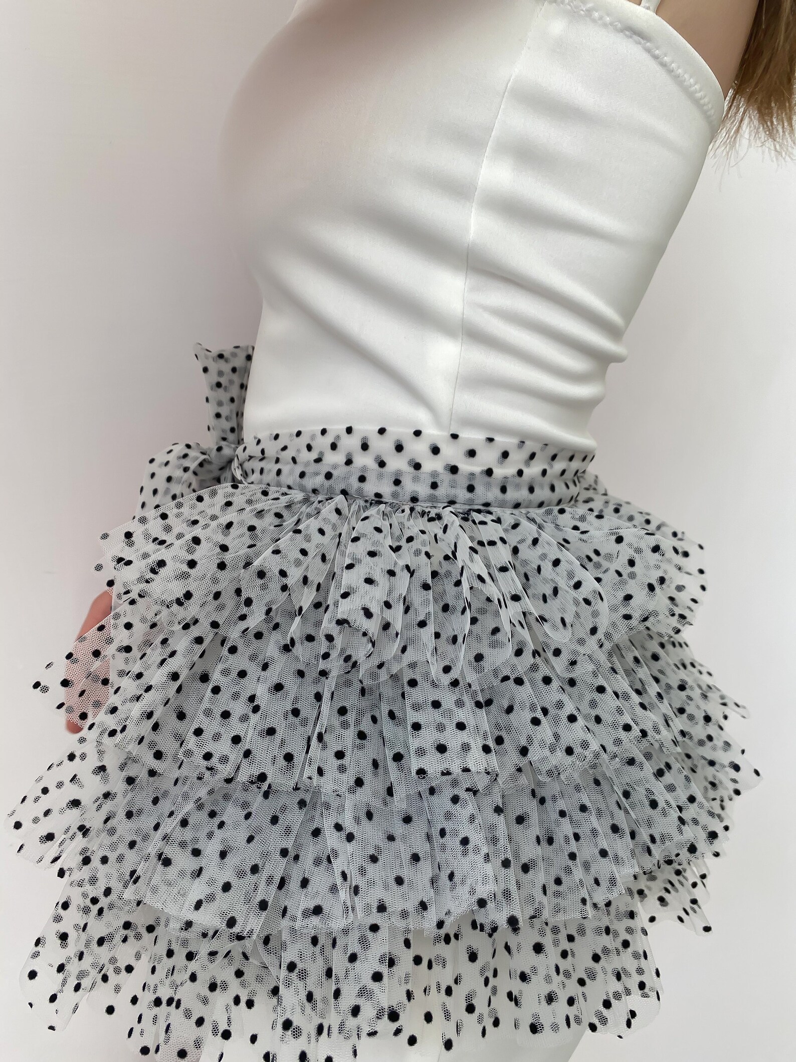 Polka Dot Tutu Peplum Belt Tulle Multi-layered Monochrome - Etsy