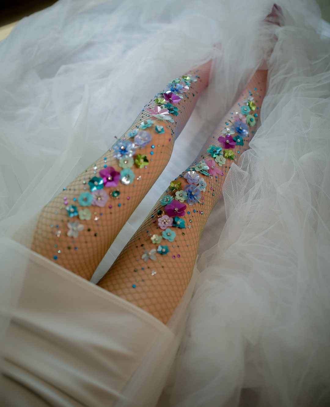 The Mermaid Fishnet Stockings | Flower Vintage Tights | Ombre Florets ...