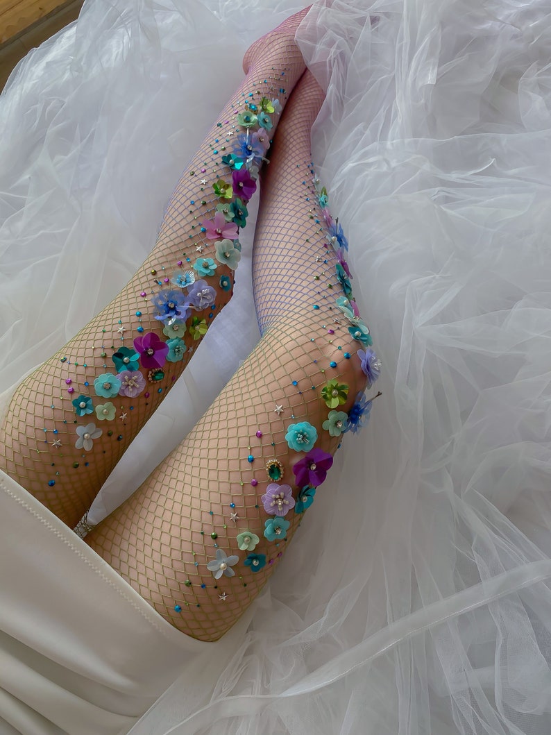 The Mermaid Fishnet Stockings | Flower Vintage Tights | Ombre Florets ...
