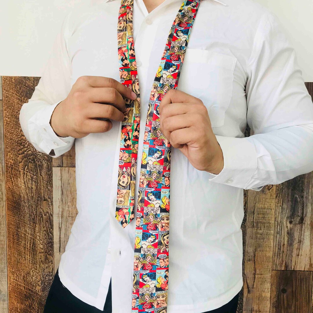 Wonder Comic Strip Graphic Tie | Comic Con Ties | Cosplay Men's and ...