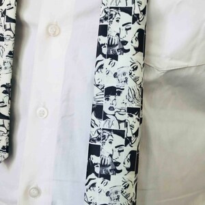 Monochrome Comic Strip Graphic Tie| Retro Print Statement Ties| Vintage ...