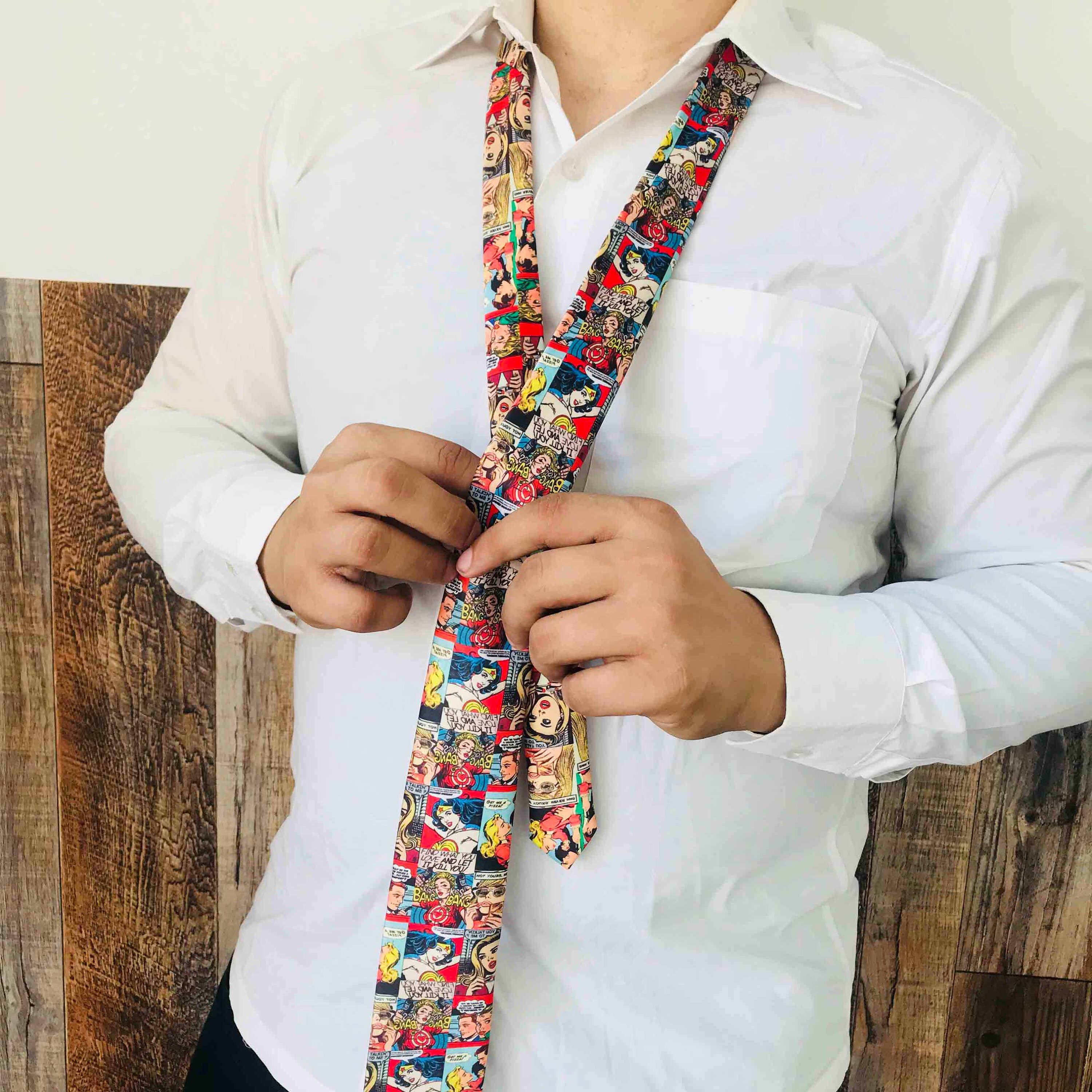 Wonder Comic Strip Graphic Tie | Comic Con Ties | Cosplay Men's and ...
