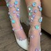 Ultra Violet Tulle Socks (white/black) | 3D Holographic Flower ...