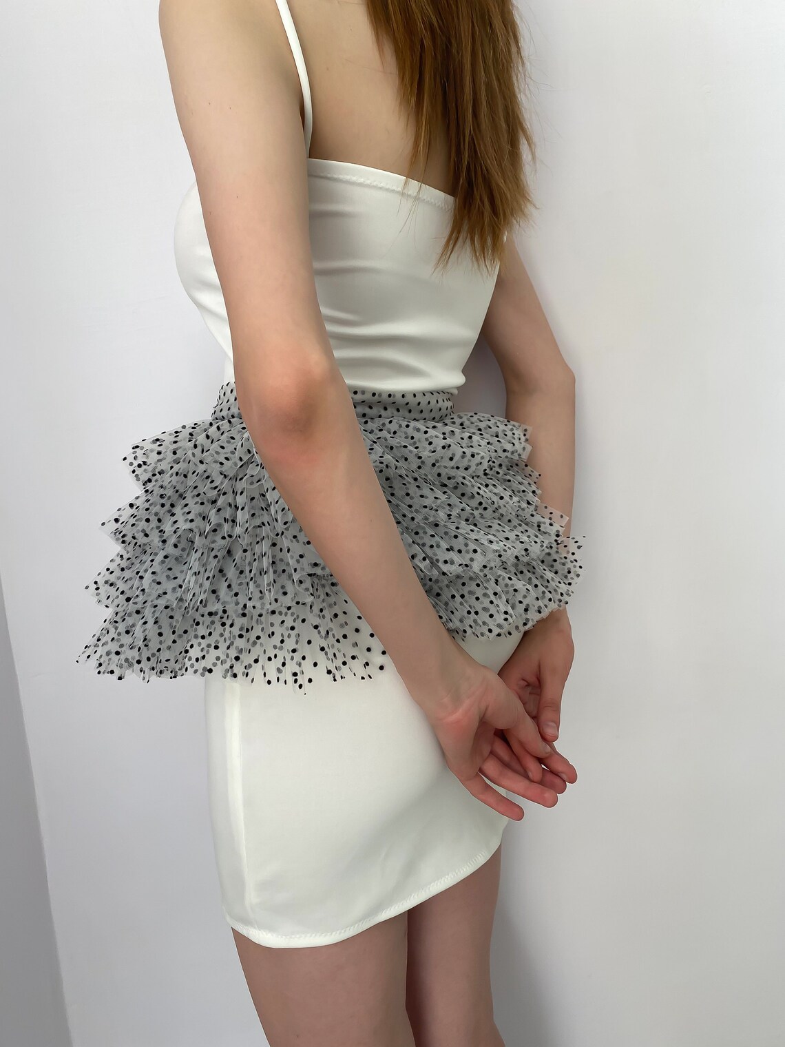 Polka Dot Tutu Peplum Belt Tulle Multi-layered Monochrome - Etsy