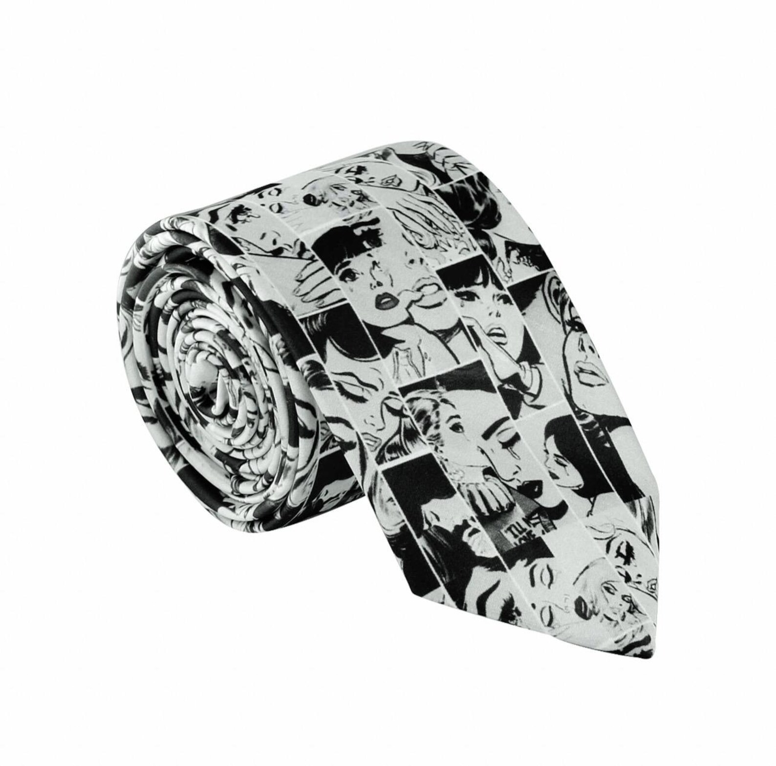 Monochrome Comic Strip Graphic Tie| Retro Print Statement Ties| Vintage ...