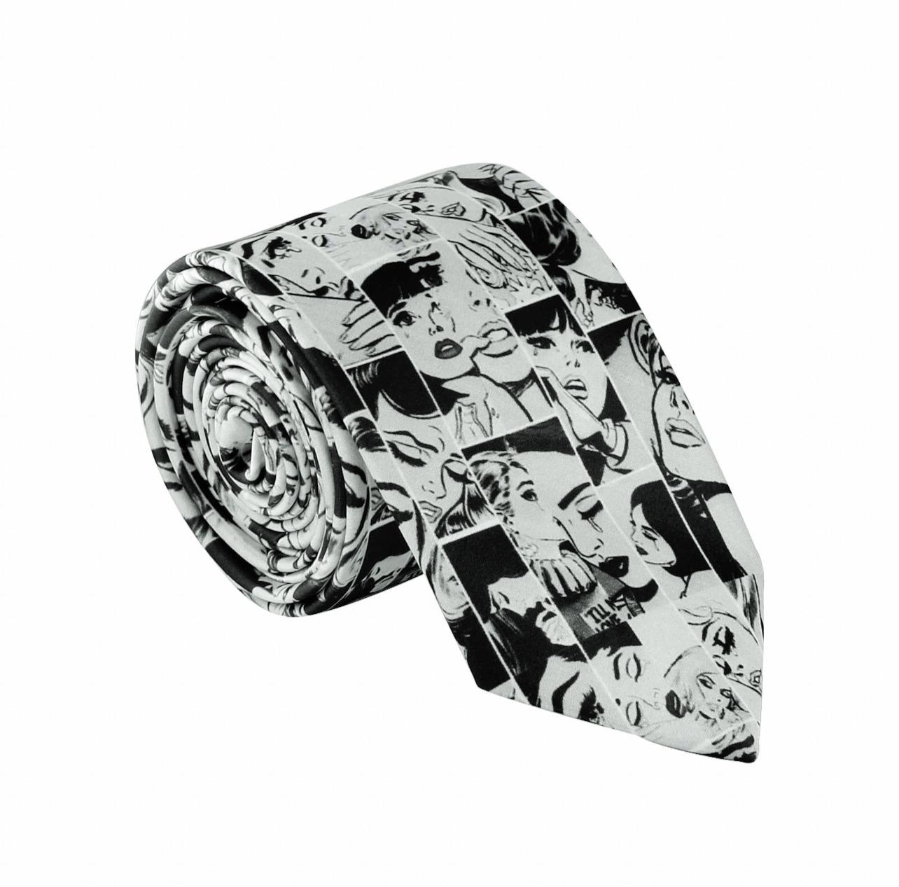 Monochrome Comic Strip Graphic Tie| Retro Print Statement Ties| Vintage ...