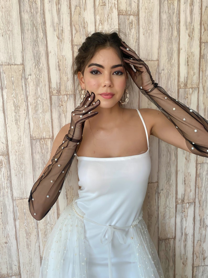 Pearlicious Short Sheer Tulle Gloves Vintage 90's - Etsy