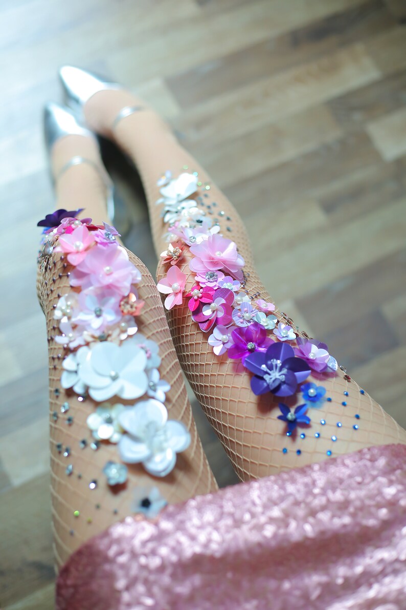 Ombre New York Sky Fishnet Stockings Flower Vintage Tights | Etsy Denmark