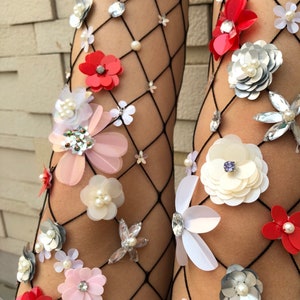 Midnight in Paris Fishnet Stockings | Flower Vintage Wedding Pantyhose ...