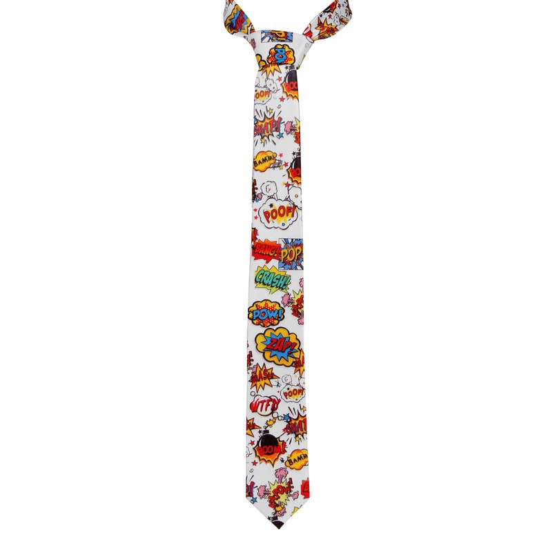 Comic Effect Graphic Unisex Tie| Retro Print Statement Tie| Vintage ...