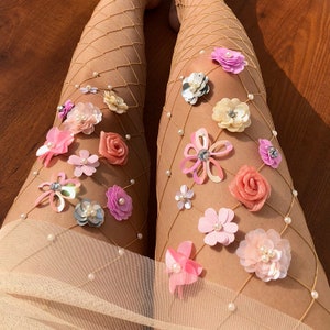 Pink Panther Fishnet Stockings | Vintage Wedding Flower Pantyhose | 3D ...