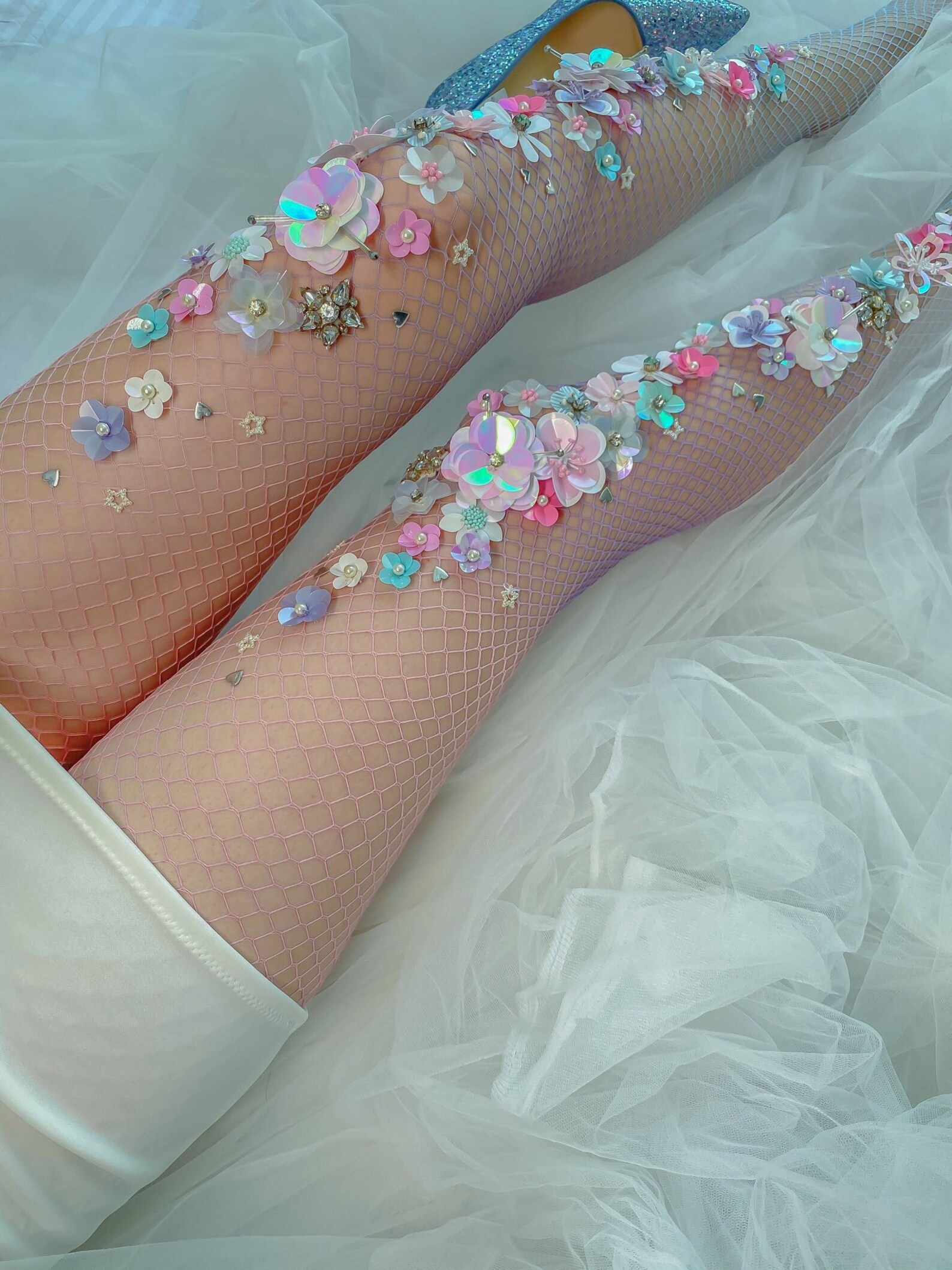 The Candyland Fishnet Stockings Flower Vintage Tights - Etsy