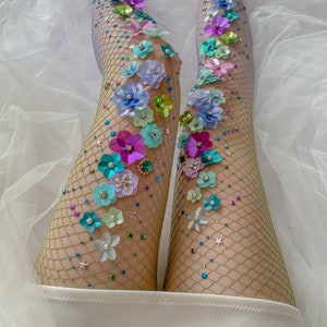 The Mermaid Fishnet Stockings | Flower Vintage Tights | Ombre Florets ...