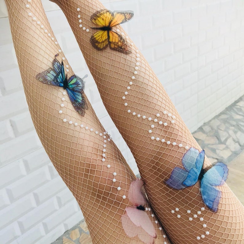 Butterfly Trail Fishnet Stockings Cosplay Fancy Tights - Etsy