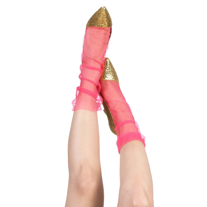 Candy Tulle Socks Set set of 2 Purple Orchid & Hot Pink | Etsy