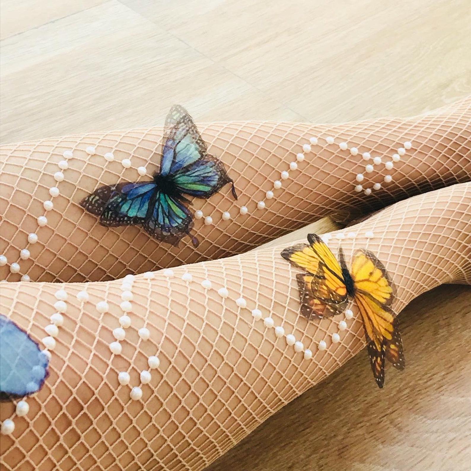 Butterfly Trail Fishnet Stockings Cosplay Fancy Tights | Etsy