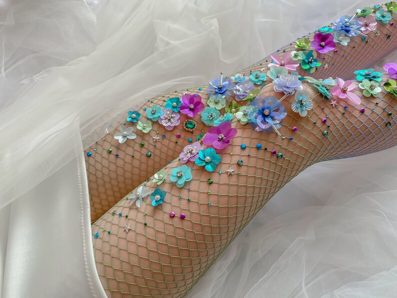 The Mermaid Fishnet Stockings | Flower Vintage Tights | Ombre Florets ...