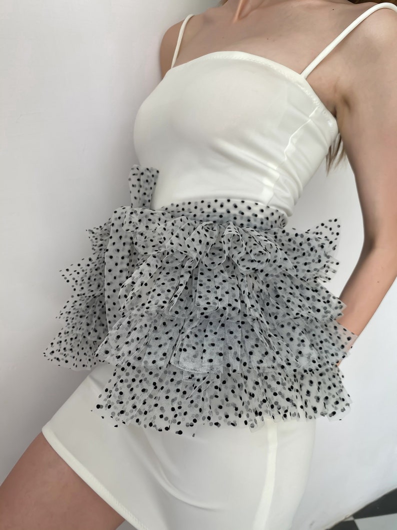 Polka Dot Tutu Peplum Belt Tulle Multi-layered Monochrome - Etsy