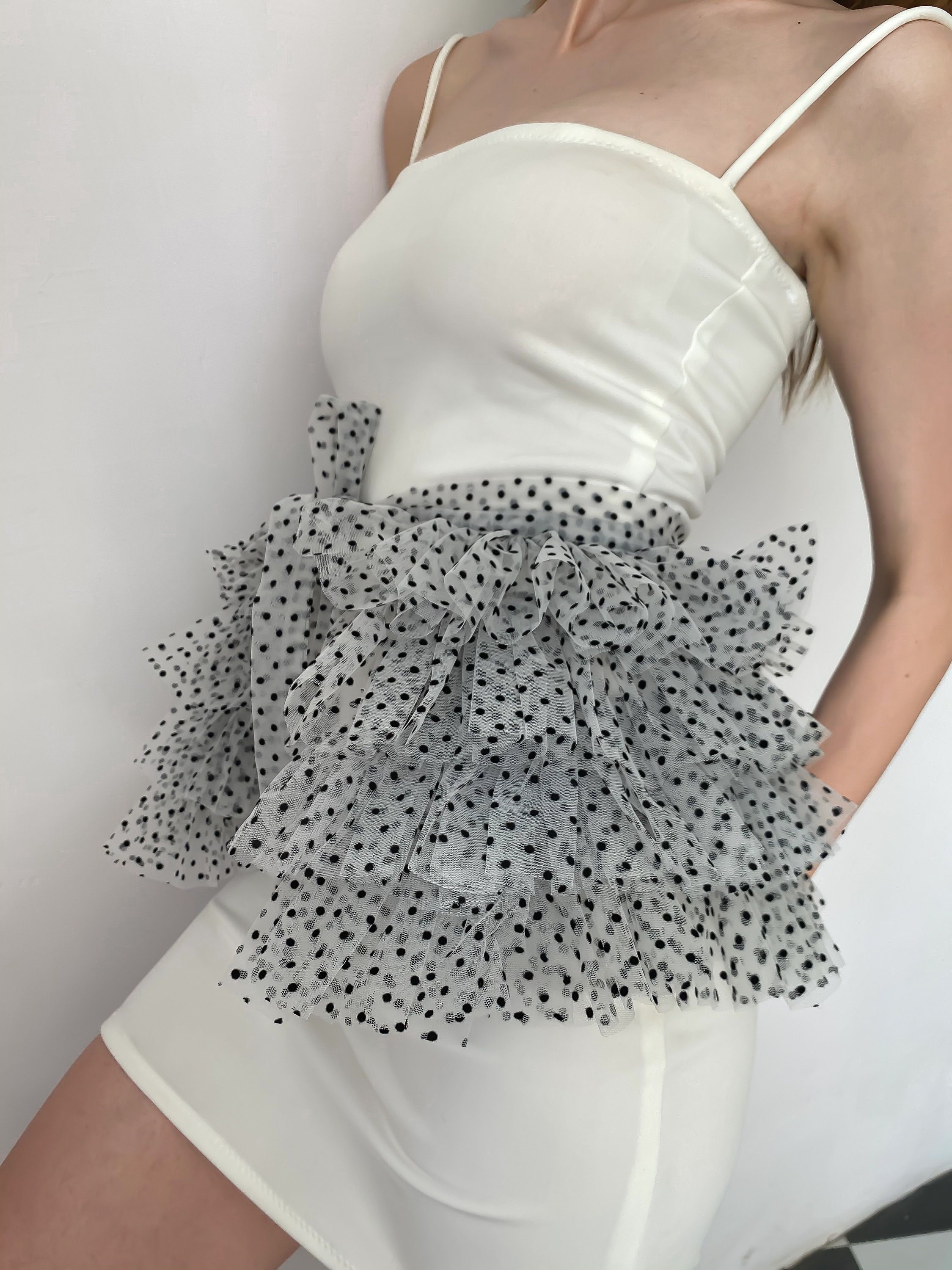 Polka Dot Tutu Peplum Belt Tulle Multi-layered Monochrome - Etsy