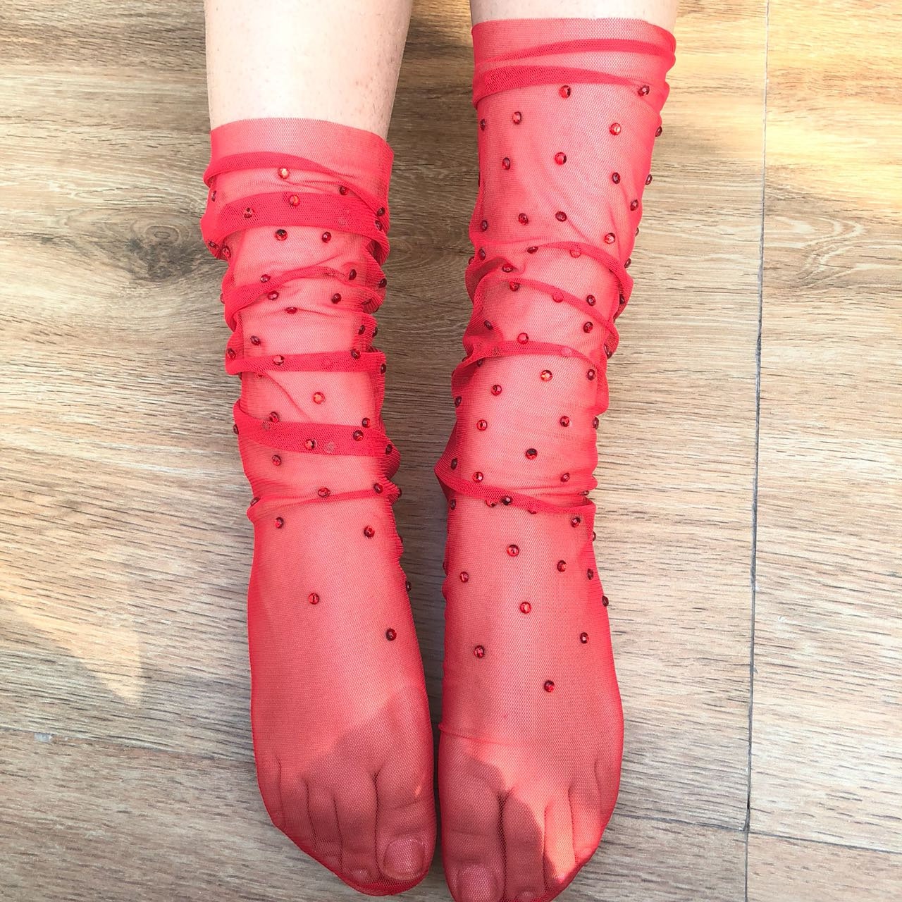 Ruby Red Tulle Socks - Etsy