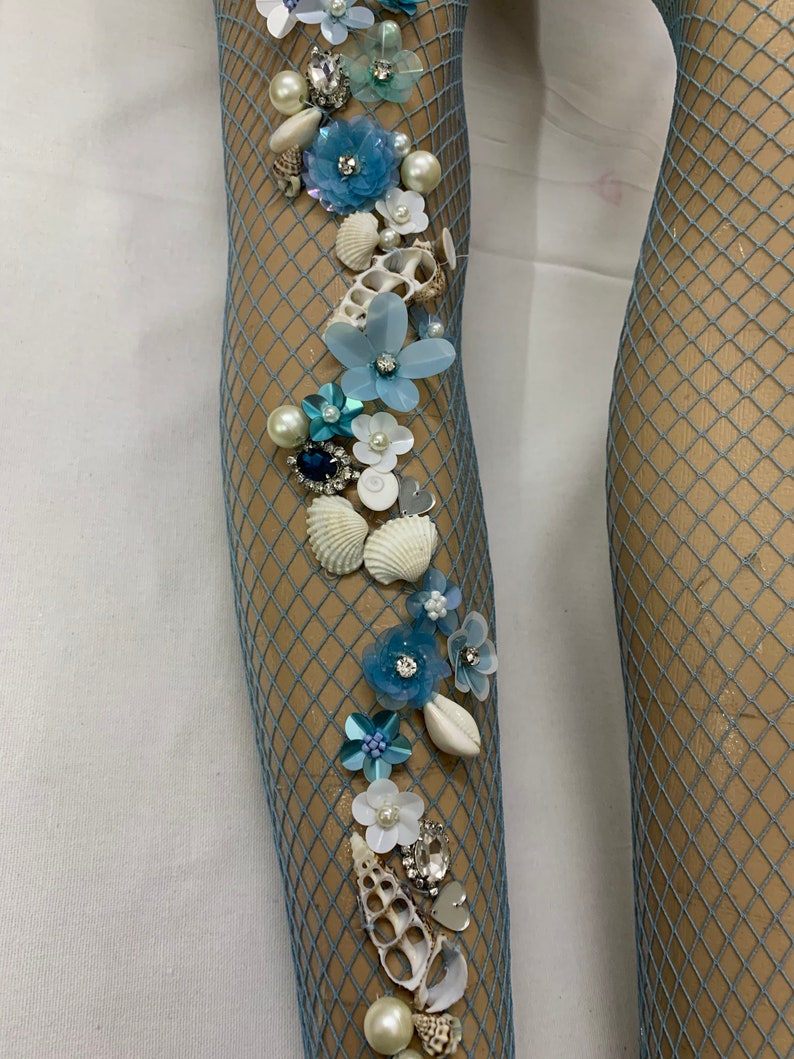 Custom Sea Nymph Fishnet Stockings Flower and Pearls Vinatge | Etsy