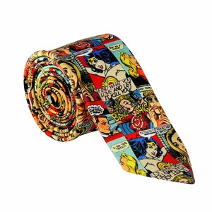 Wonder Comic Strip Graphic Tie | Comic Con Ties | Cosplay Men's and ...