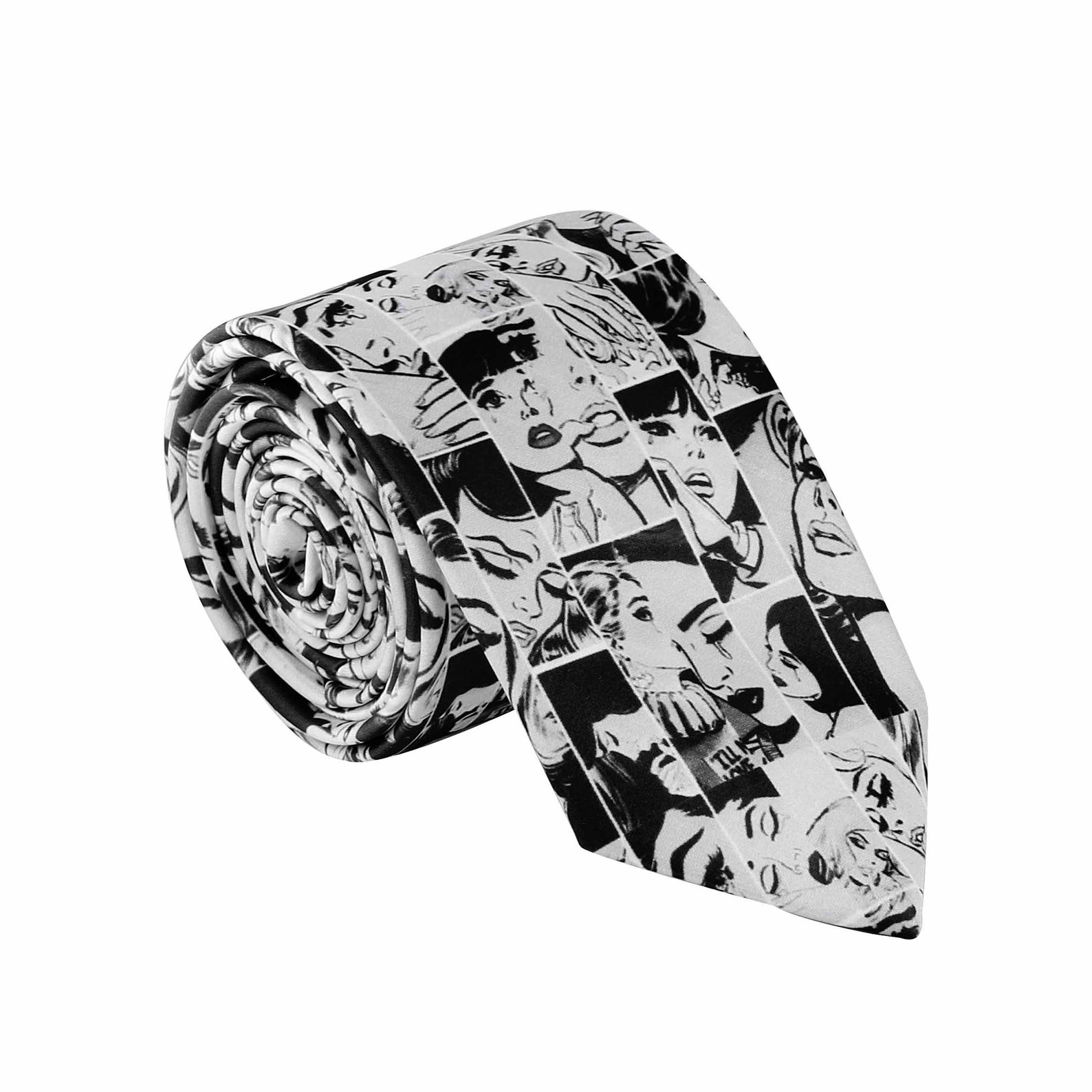 Monochrome Comic Strip Graphic Tie Retro Print Statement - Etsy